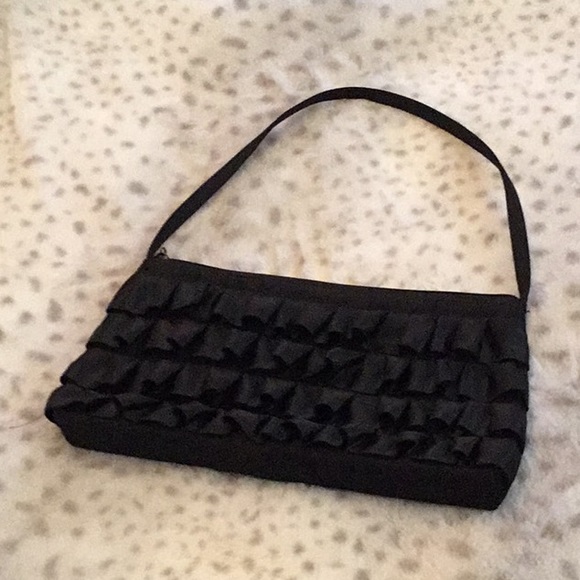 Lancome | Bags | Vintage Pinup Style Black Ruffled Handbag Purse | Poshmark